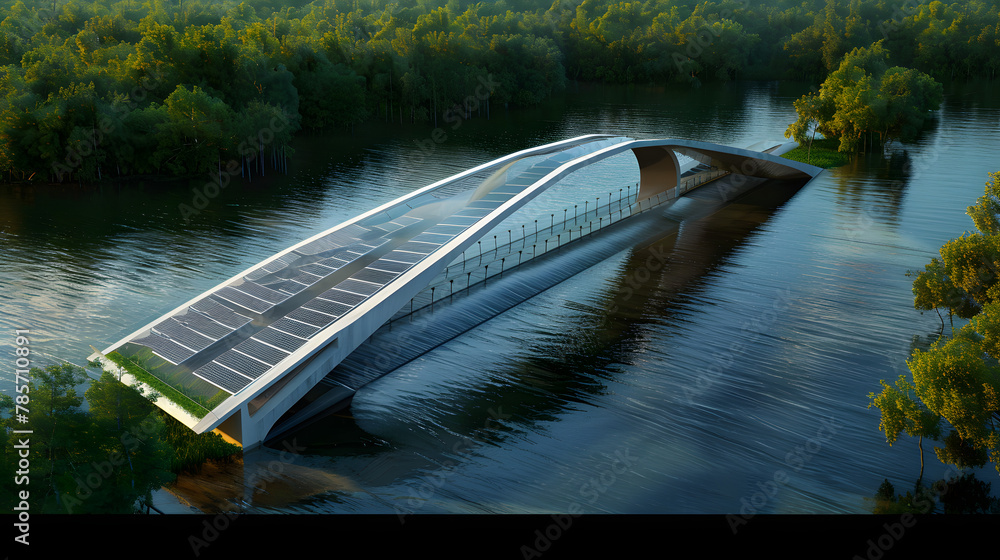 A solar sail bridge spanning a major river designed not only as a means ...
