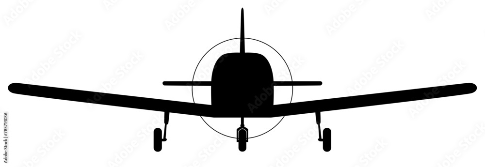 Black Vector Frontal View Image of Piper PA-28 Cherokee Low Wing ...