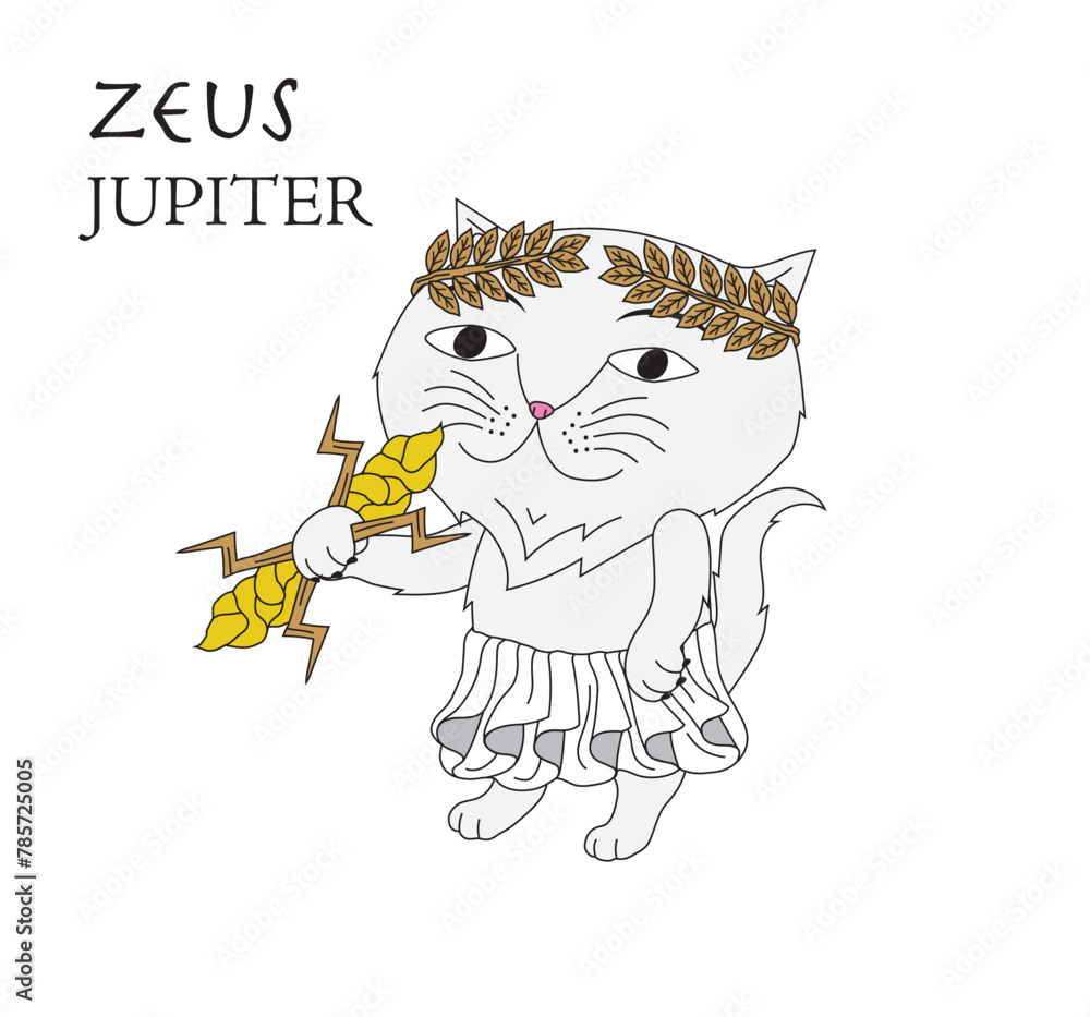 Cute cartoon illustration of cat Zeus Stock Vector | Adobe Stock