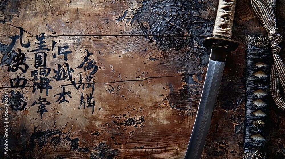 Swords used by samurai warriors, along with the word 'samurai Stock ...