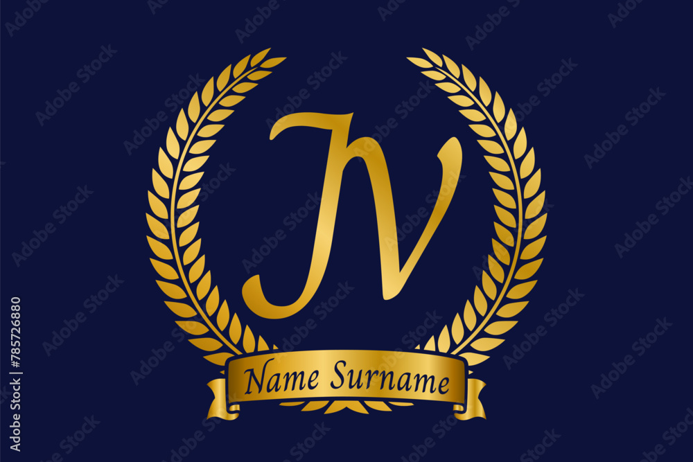 Initial letter J and V, JV monogram logo design with laurel wreath ...