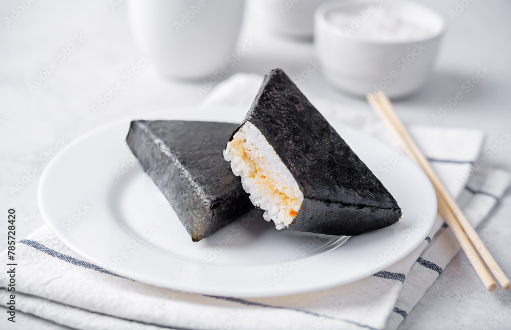 Yaki onigiri, Japanese triangular rice balls stuffed with tuna and ...