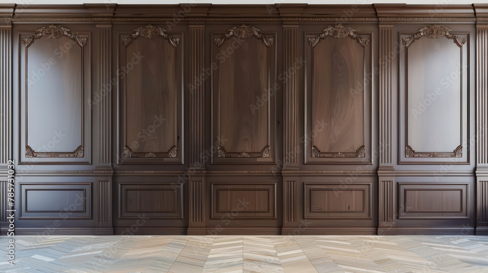 This image showcases a luxurious interior wall with rich wooden ...