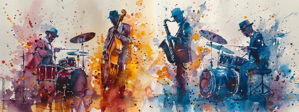 Jazz music background poster band instrument concert piano art abstract ...