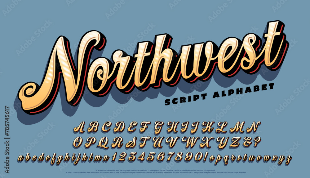 Northwest is a vintage style script with colorful layered 3d effects ...