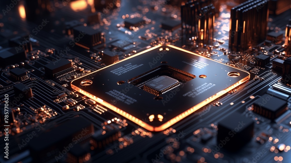 Highly detailed technology texture featuring an AI supercomputer chrome ...