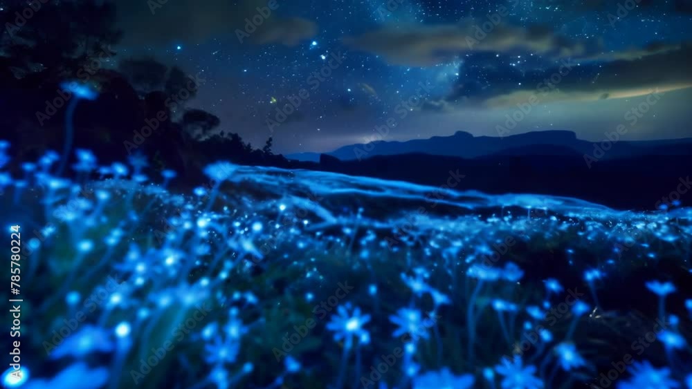 Countless fireflies dance in a meadow at dusk, creating an enchanting ...