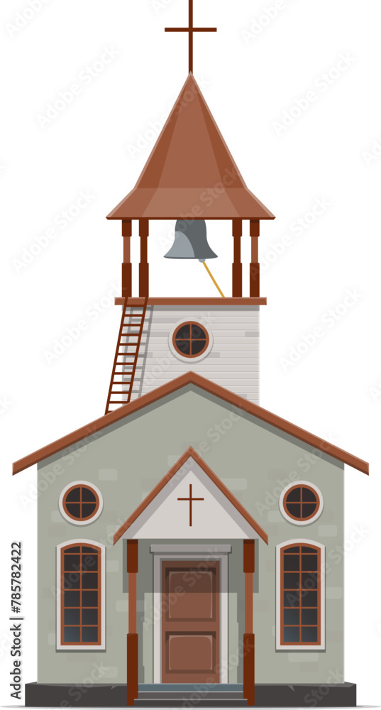 Western church temple building, wild west parish. Isolated vector ...