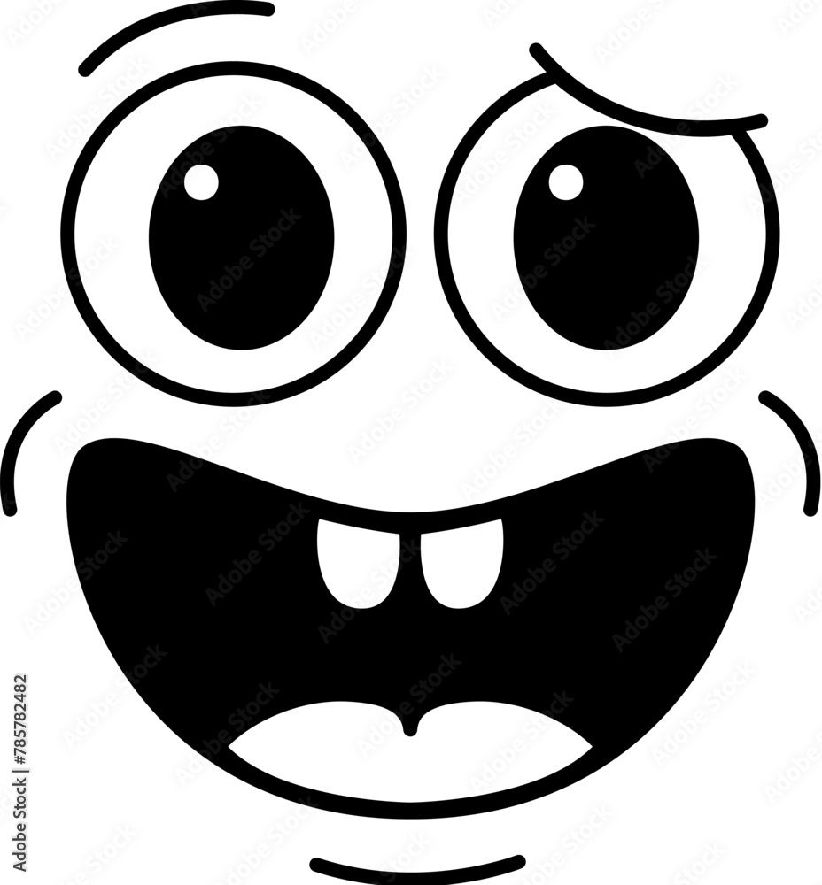 Cartoon funny nervous smile, comic groovy face emotion, retro cute ...