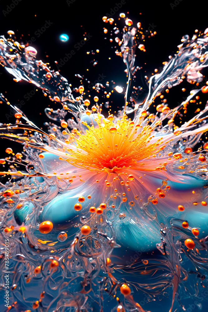 Surreal dynamic fluid, viscous cream, airgel, translucent texture ...