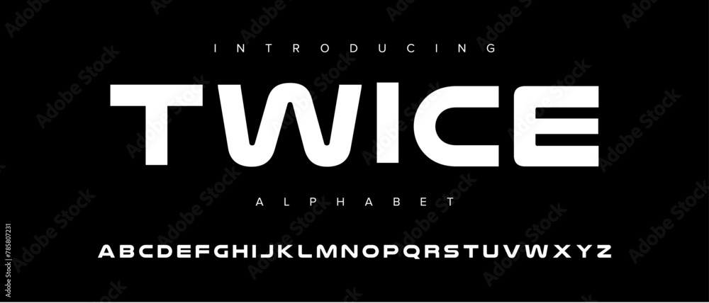 Twice creative simple modern urban alphabet font. Digital abstract ...