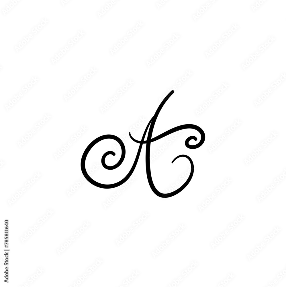 Letter A in Signature Style Stock Vector | Adobe Stock