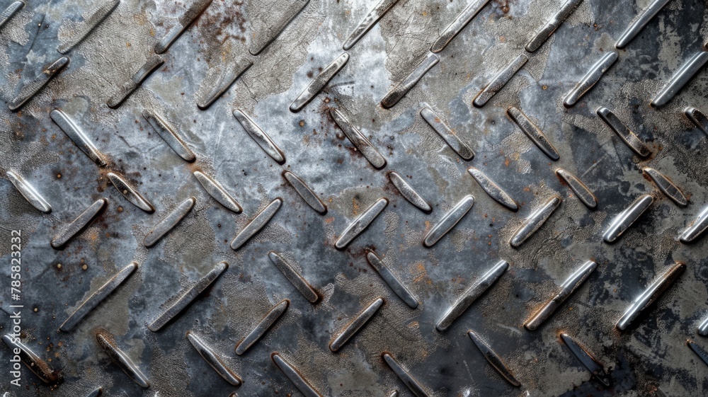 Steel Diamond Plate Texture with Rust Spots - The photo showcases a ...