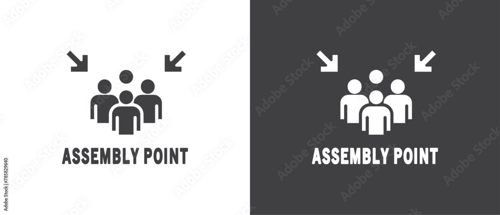 Flat icon of Assembly point sign. gathering point signboard, Assembly ...