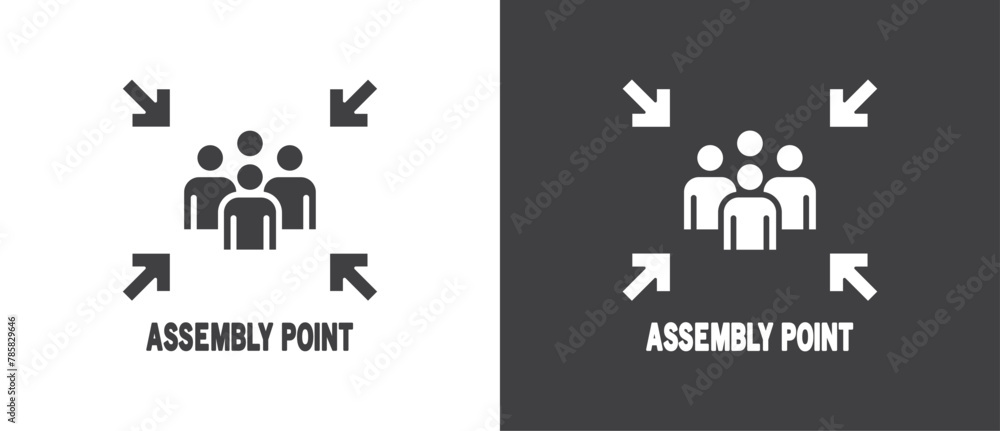 Flat icon of Assembly point sign. gathering point signboard, Assembly ...