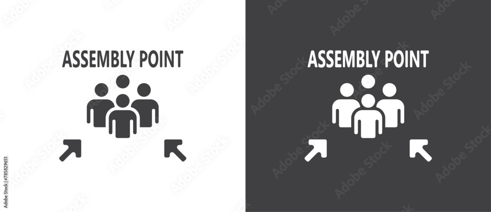 Flat icon of Assembly point sign. gathering point signboard, Assembly ...