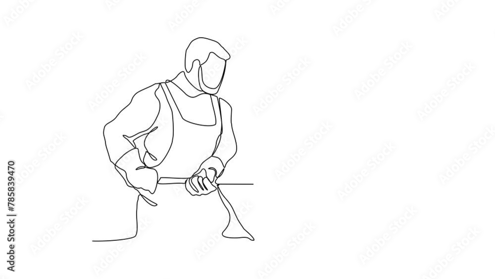 Animated self drawing of blacksmith working activity video illustration ...
