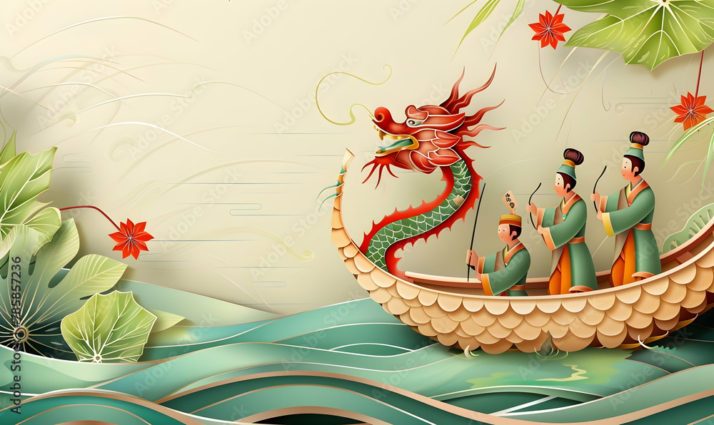 Dragon Boat Festival in lake for chinese traditional season Stock ...