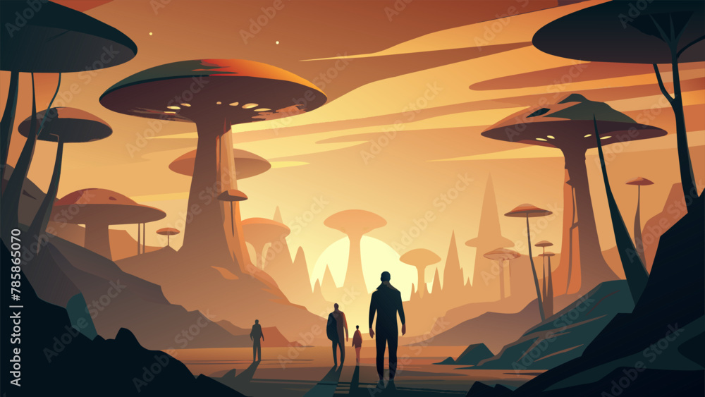 An eerie almost alien landscape composed entirely of towering glowing ...