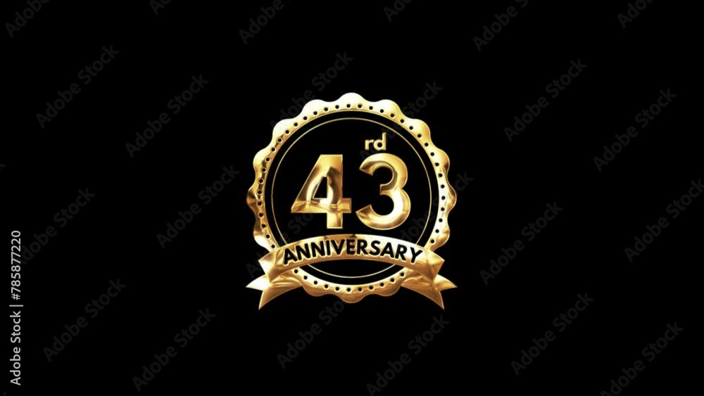 43rd Anniversary luxury Gold Animation. Greeting for the 43rd Anniversary. Luxurious Animation ...
