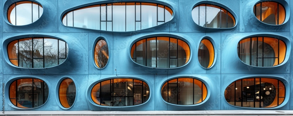 architecture of a modern building facade with teardrop and elliptical ...