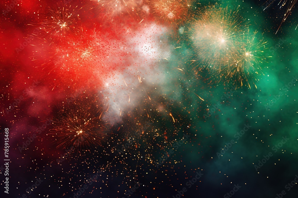 Mexico fireworks, representing mexican flag in green, white and red ...