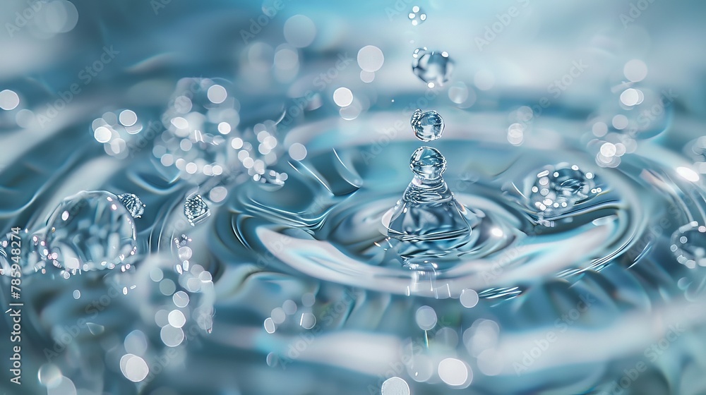 A single drop of water magnified, showcasing the complex arrangement of ...