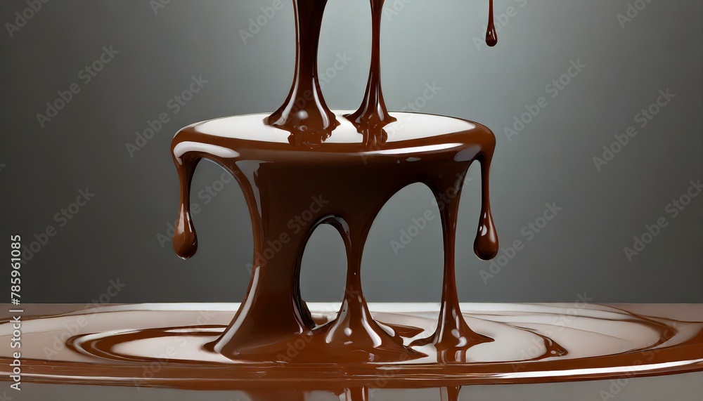 Indulgent Visuals: Realistic 3DCG Rendering of Dripping Chocolate Stock ...