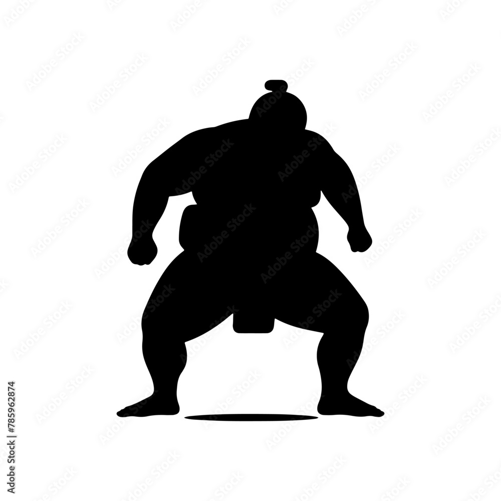 Gentle Giants: Black Vector Silhouette of Sumo Wrestlers, Emblematic of ...