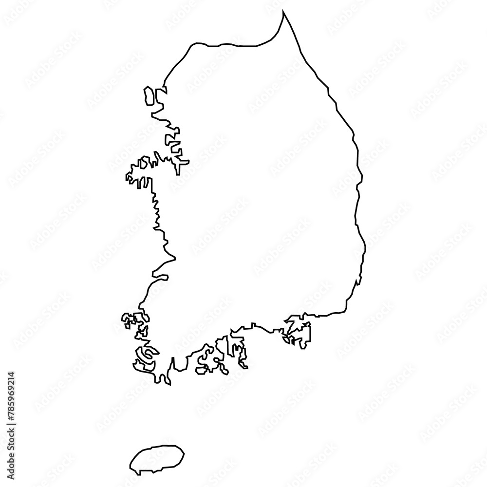 Outline map of south korea isolated on Transparent background. Stock ...