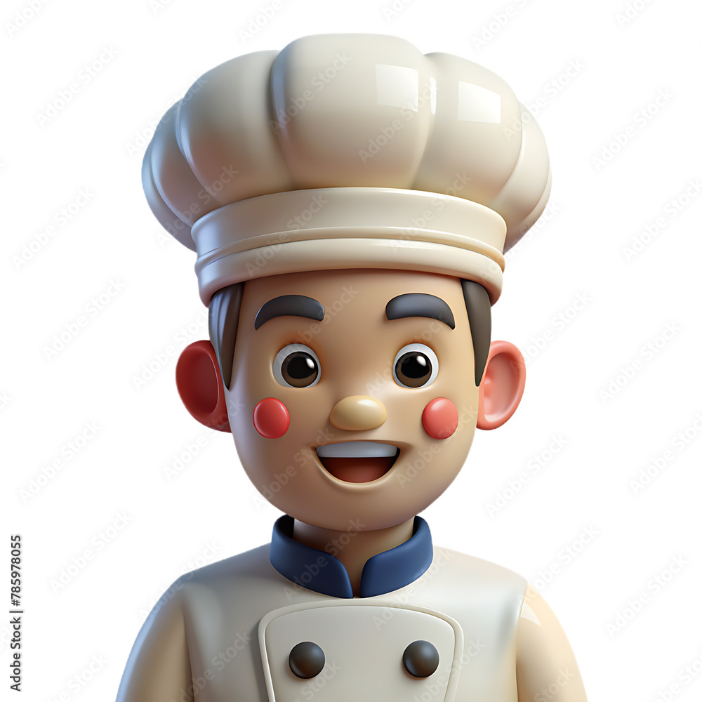 3d cartoon chef closeup halfbody isolated on transparent background png ...
