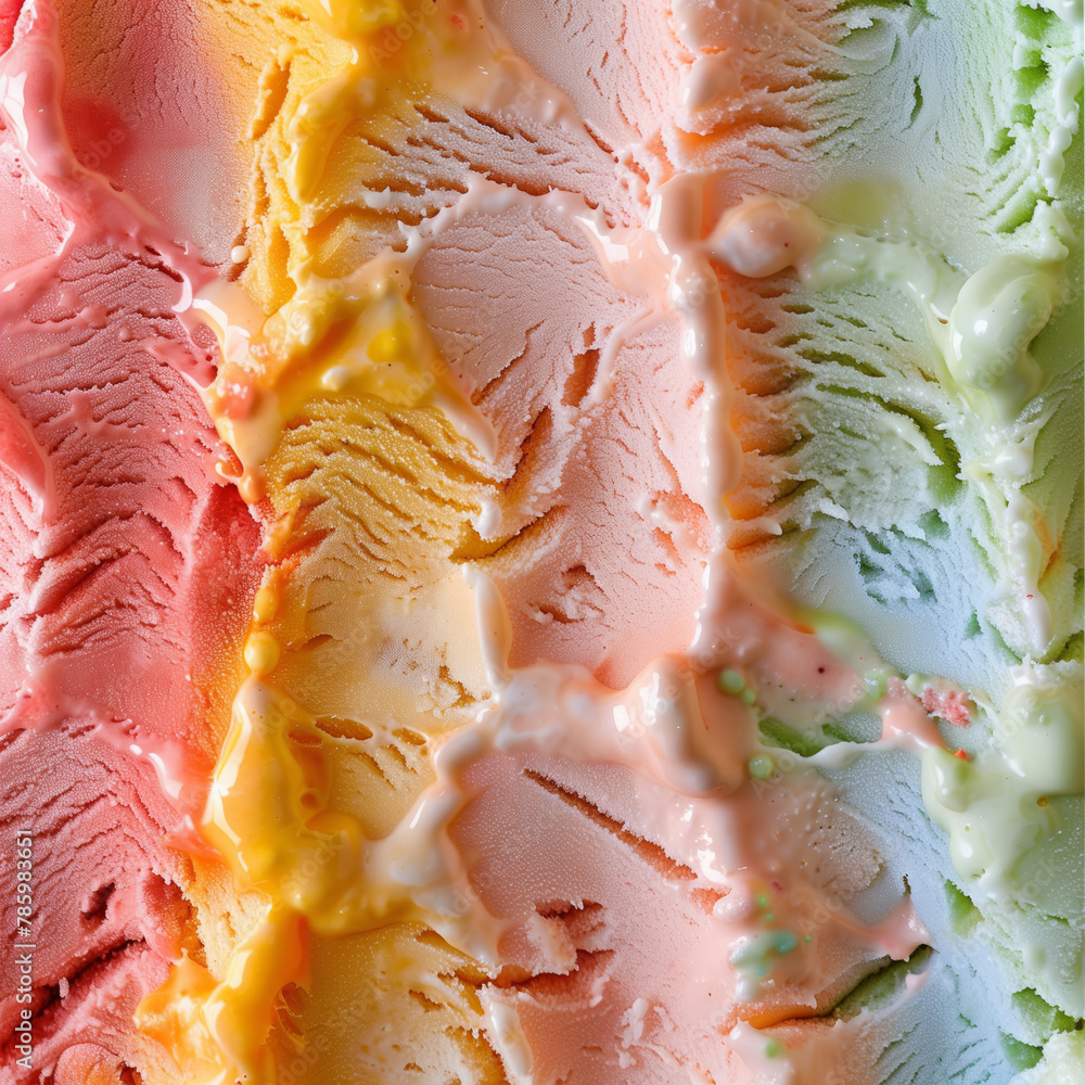 Neapolitan Ice Cream Melting Texture. Melting Neapolitan ice cream ...