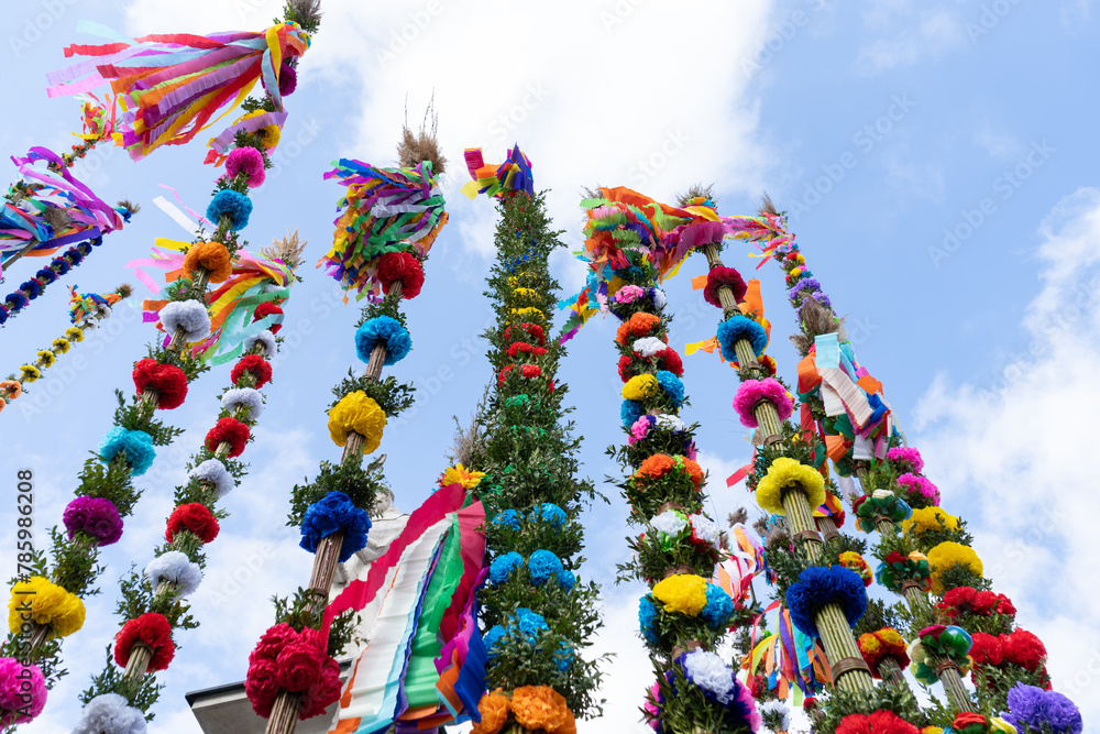 Traditional Polish Easter palms during Easter palm contest. Jarmark ...