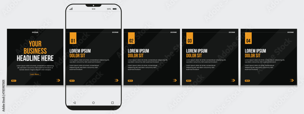 Set of LinkedIn carousel post, social media Instagram carousel post ...