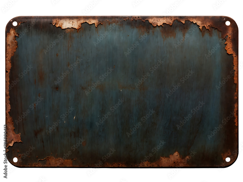 Blank rusted metal plate on a transparent background. PNG image of a ...