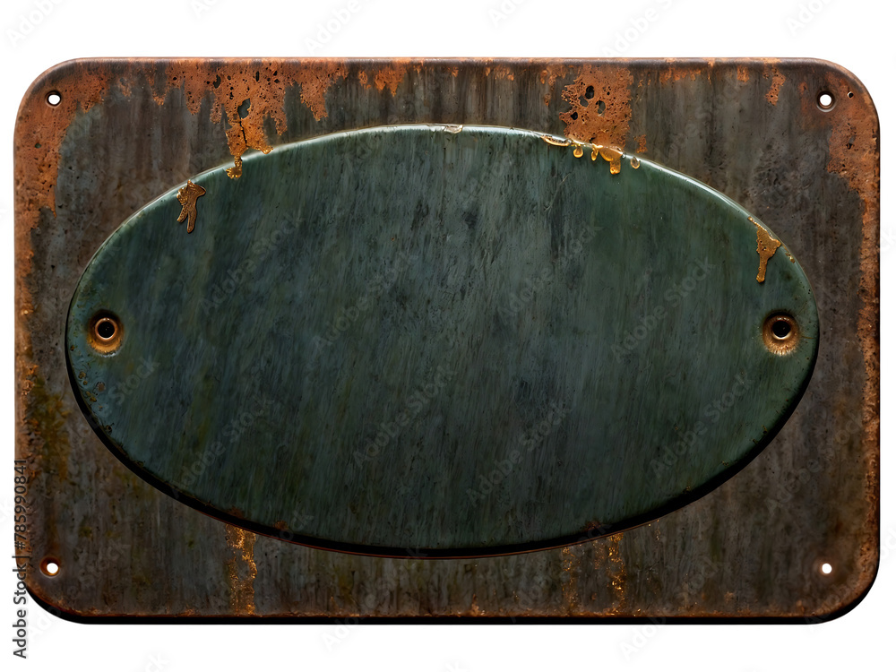 Blank rusted metal plate on a transparent background. PNG image of a ...