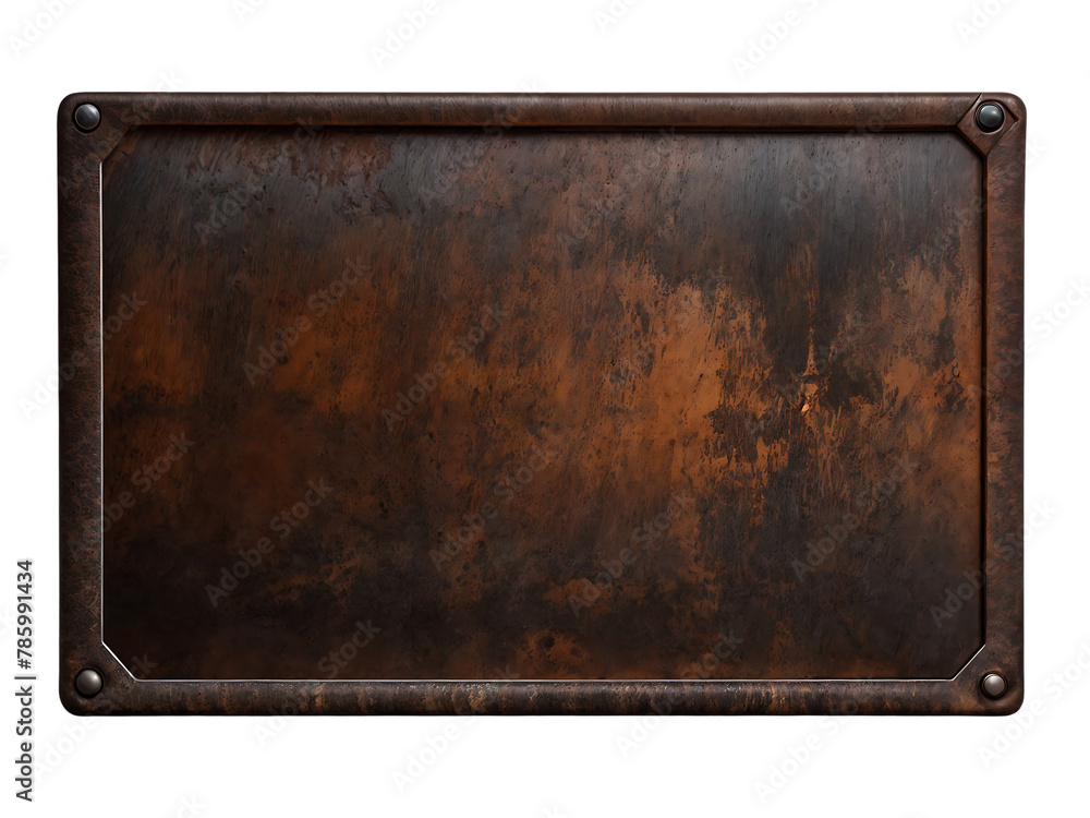 Blank rusted metal plate on a transparent background. PNG image of a ...