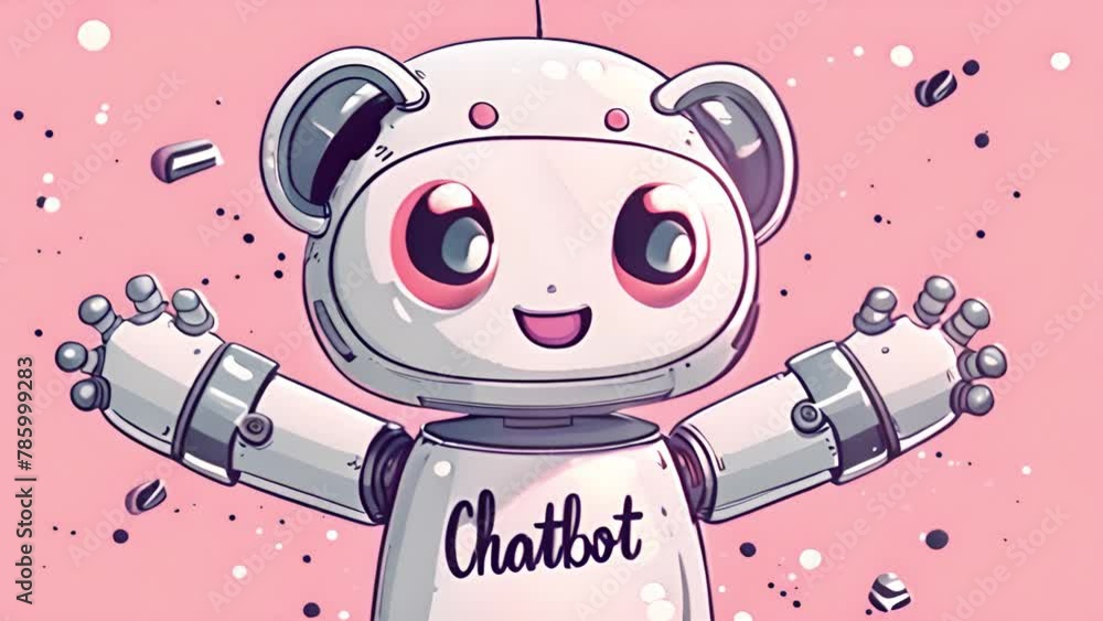 Super cute Chatbot icon animation. AI cyberspace support service. Online support bot. Robot icon ...