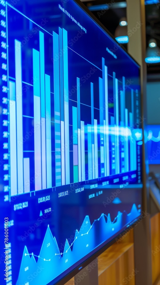 Sets up a public health display where bar charts in cool blues track ...