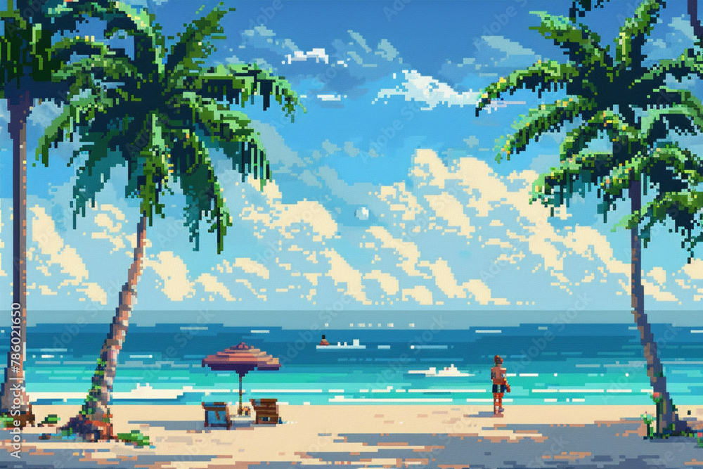 2d pixel art of ancient greek temple on the hill, Athena Parthenos,16 ...