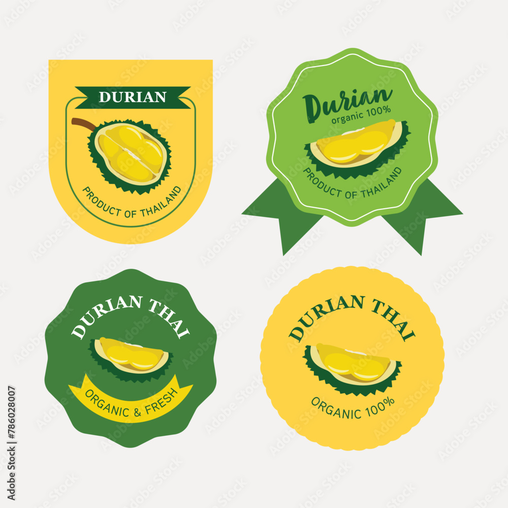 Durian fruit with cut in half. Durian logo. Durian label sticker vector ...
