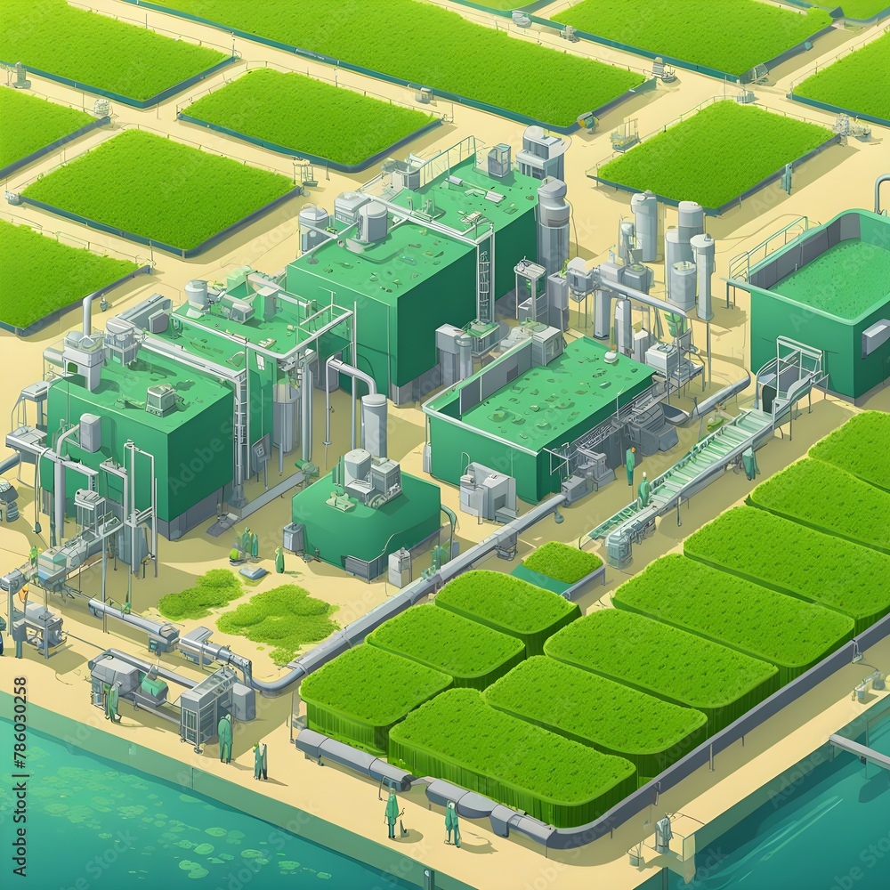 Algae farm producing bio fuel as a sustainable energy source ...