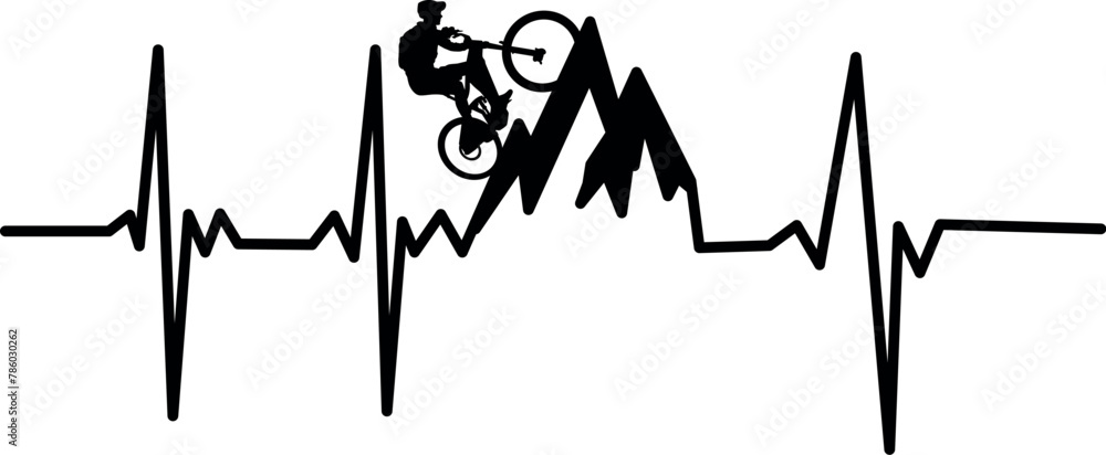 MTB Mountain Bike heartbeat SVG Cut File for Cricut and Silhouette, EPS ...