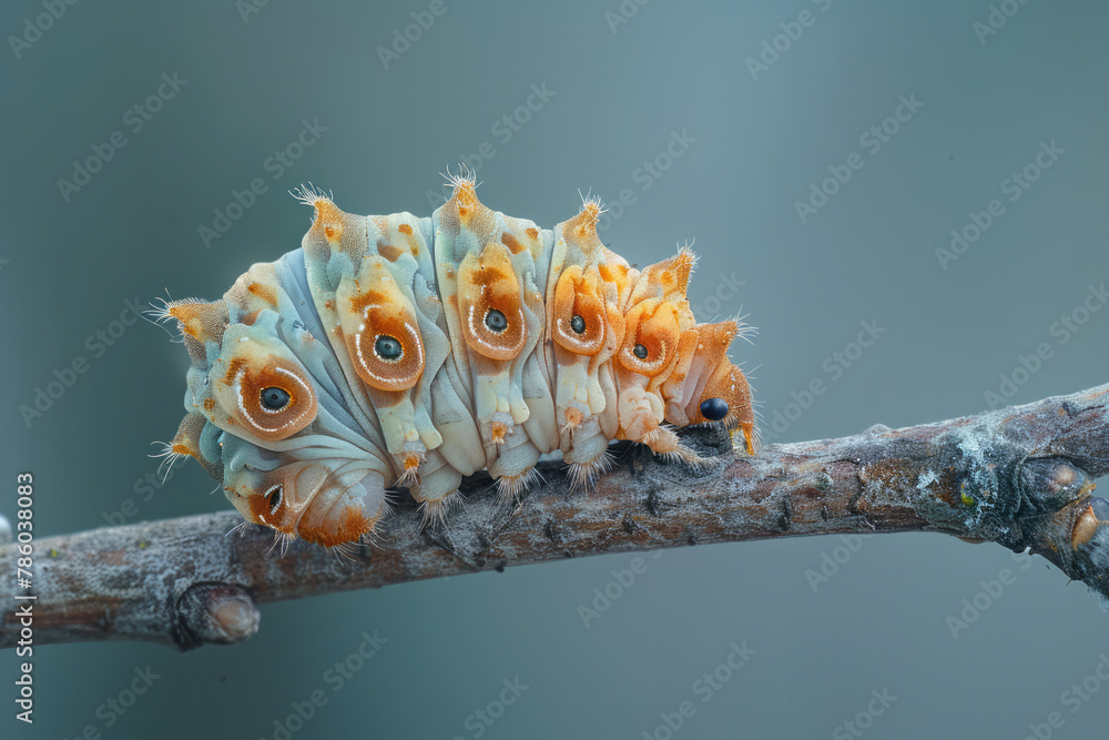A photograph of a caterpillar of the bagworm moth, carrying its ...