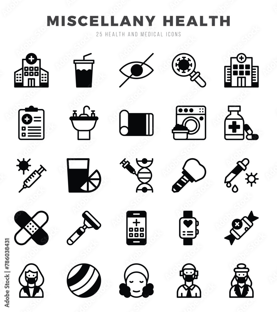 Set of MISCELLANY HEALTH Icons. Simple line art style icons pack.for ... Set of MISCELLANY HEALTH Icons. Simple line art style icons pack.for ...