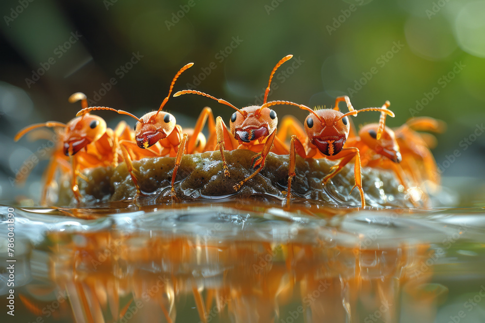 An image of fire ants building a floating raft during a flood, their ...