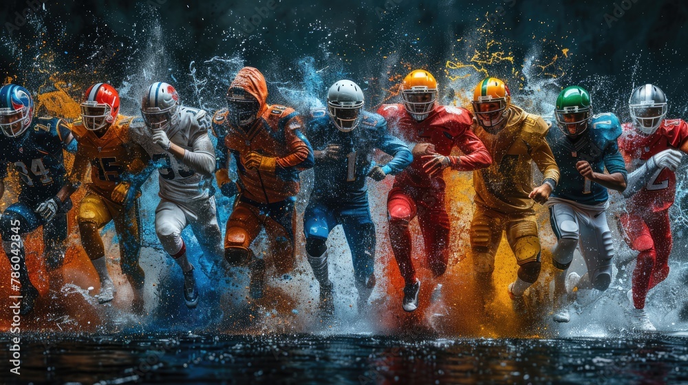 athletes of different ethnic groups and gender on a black background ...