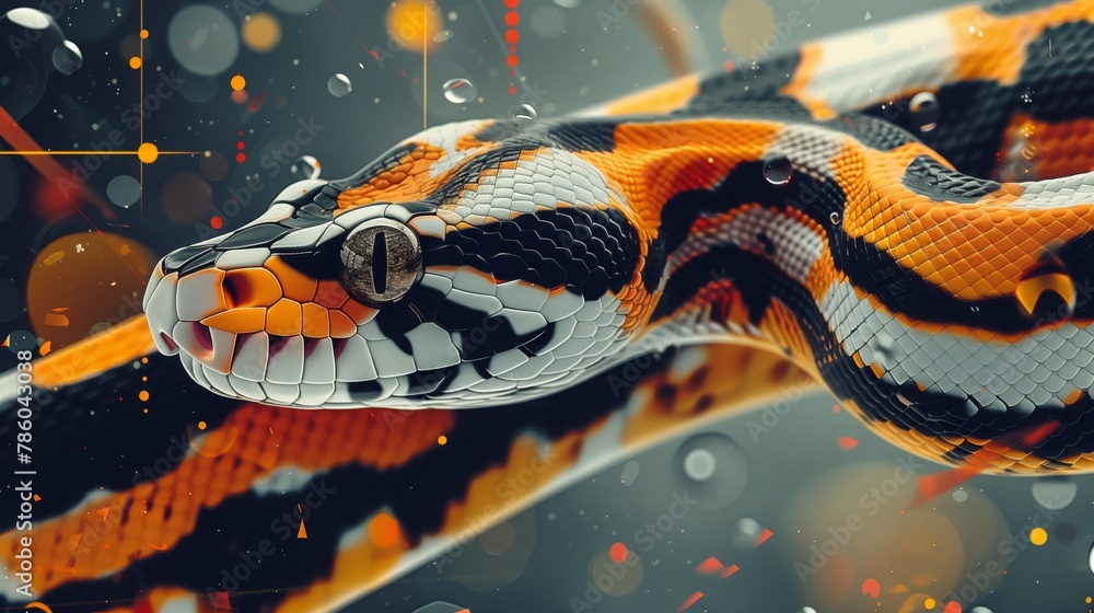 Detailed 3d render of a snake in abstract environment: Hyper-realistic ...