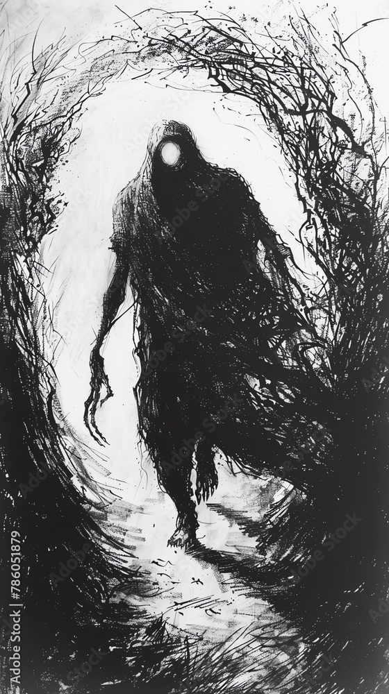 Bring the lurking terror to life with a traditional pen and ink drawing ...