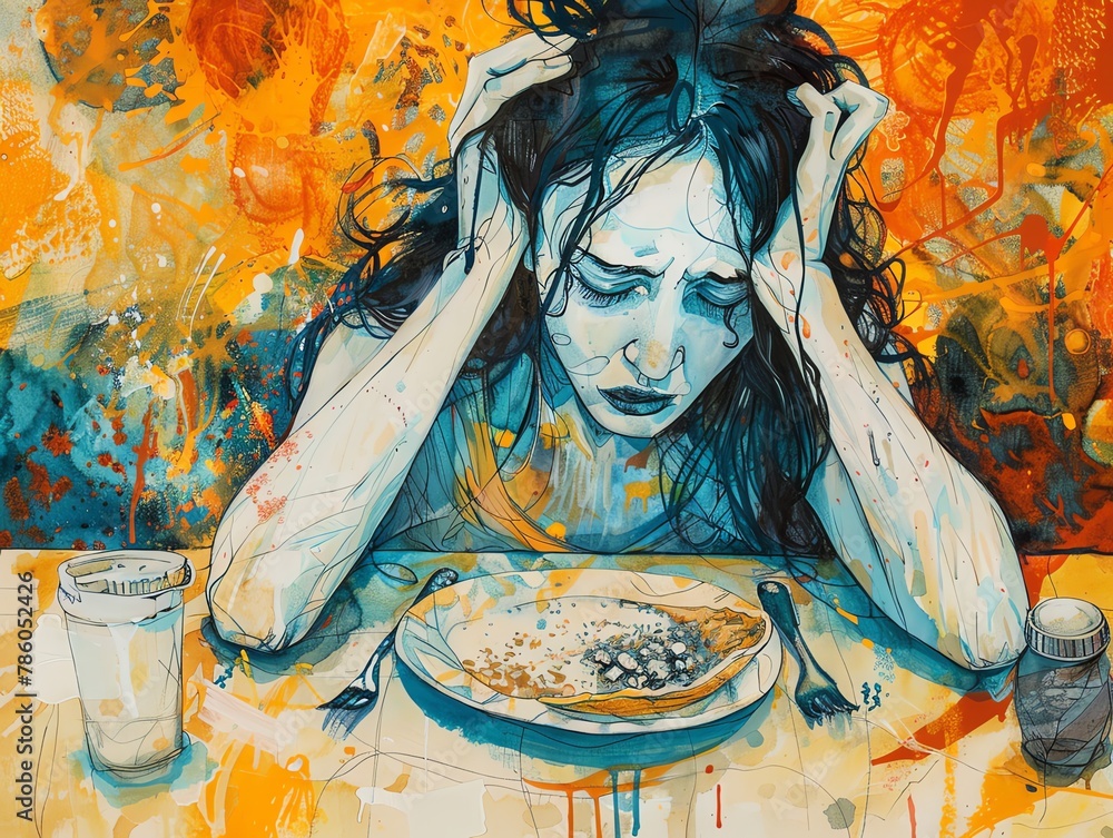 ภาพประกอบสต็อก Illustrate the complex emotions of bulimia nervosa using ...